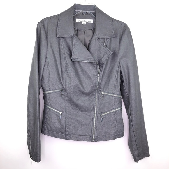 Kenneth Cole | Jackets & Coats | Kenneth Cole Gray Faux Leather Moto ...